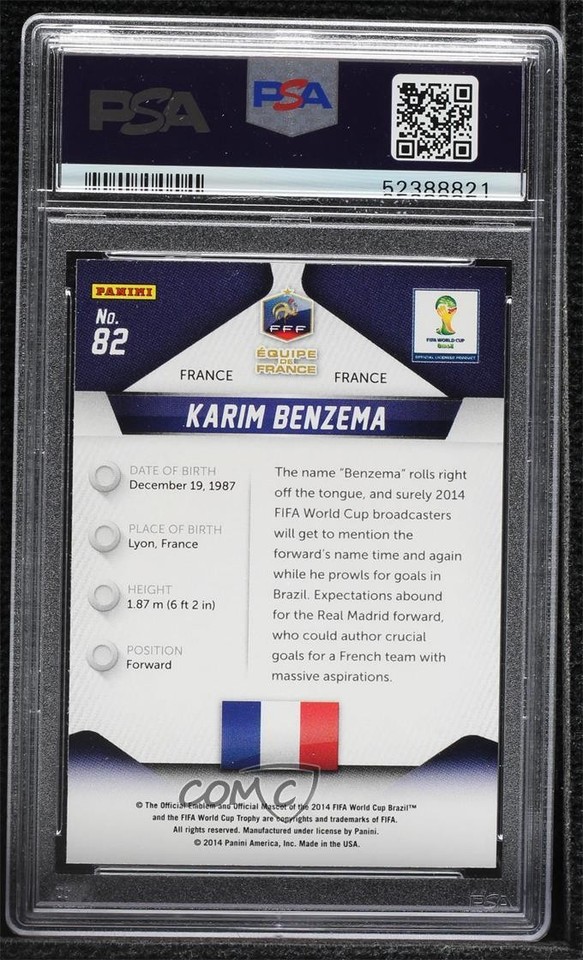 2014 Panini Prizm World Cup Karim Benzema #82 PSA 10 GEM MT | eBay