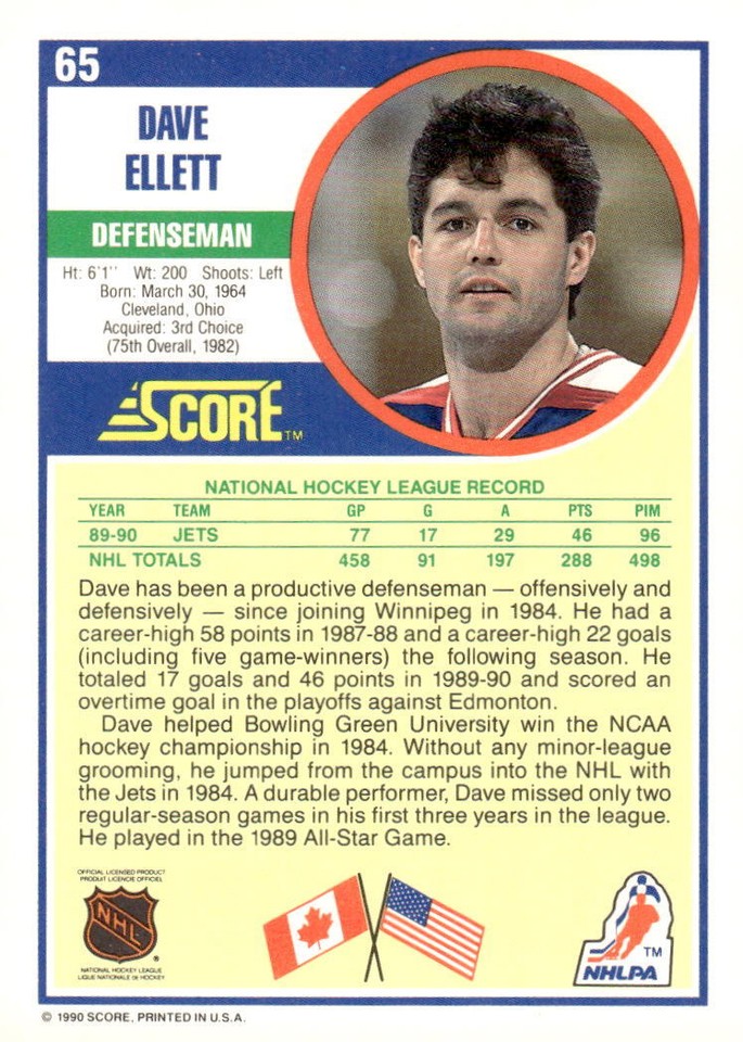1990-91 Score Canadian #65 Dave Ellett | eBay