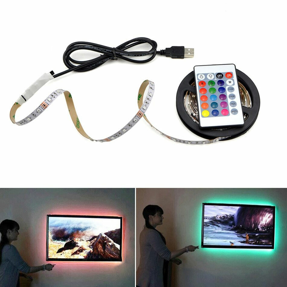 LED STRIP LIGHTS 5050 RGB COLOUR CHANGING TAPE UNDER CABINET KITCHEN TV ...