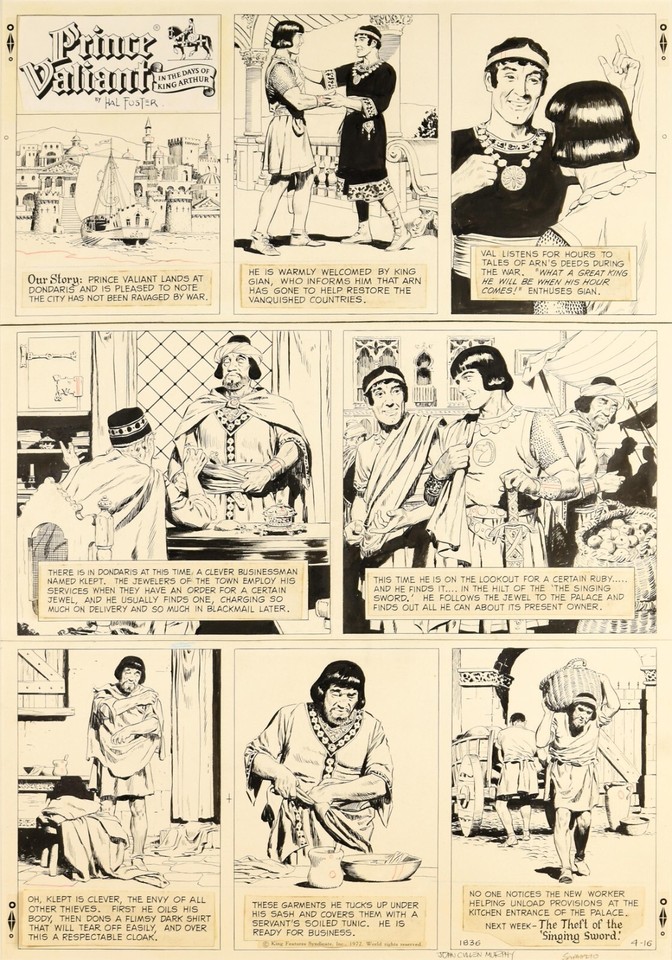 PRINCE VALIANT In The Days Of KING ARTHUR SUNDAY ORIGINAL ART 4-16-1972 ...