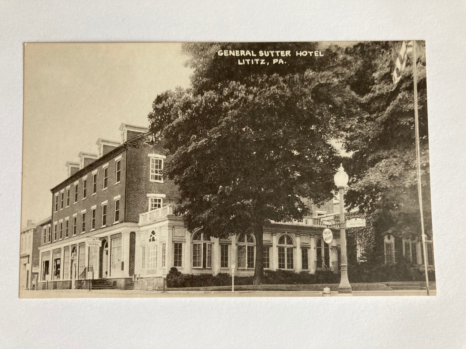 c1950 GENERAL SUTTER INN HOTEL LITITZ PA- B & W LANCASTER CO. | eBay