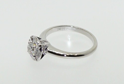 VINTAGE COSMIC 14K WHITE GOLD .60 CTTW DIAMOND CLUSTER ENGAGEMENT RING ...