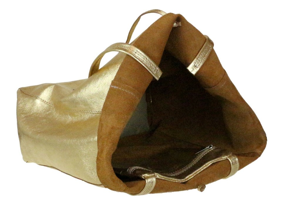 Real Italian Genuine Leather Handbag Open Top Shopper Bag Tote Handbag ...