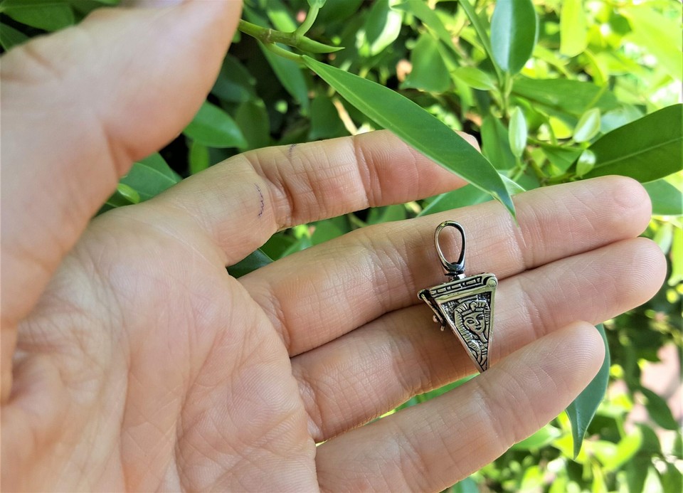 Egyptian Pyramid Locket Pendant STERLING SILVER 925 Anubis Great Sphinx ...