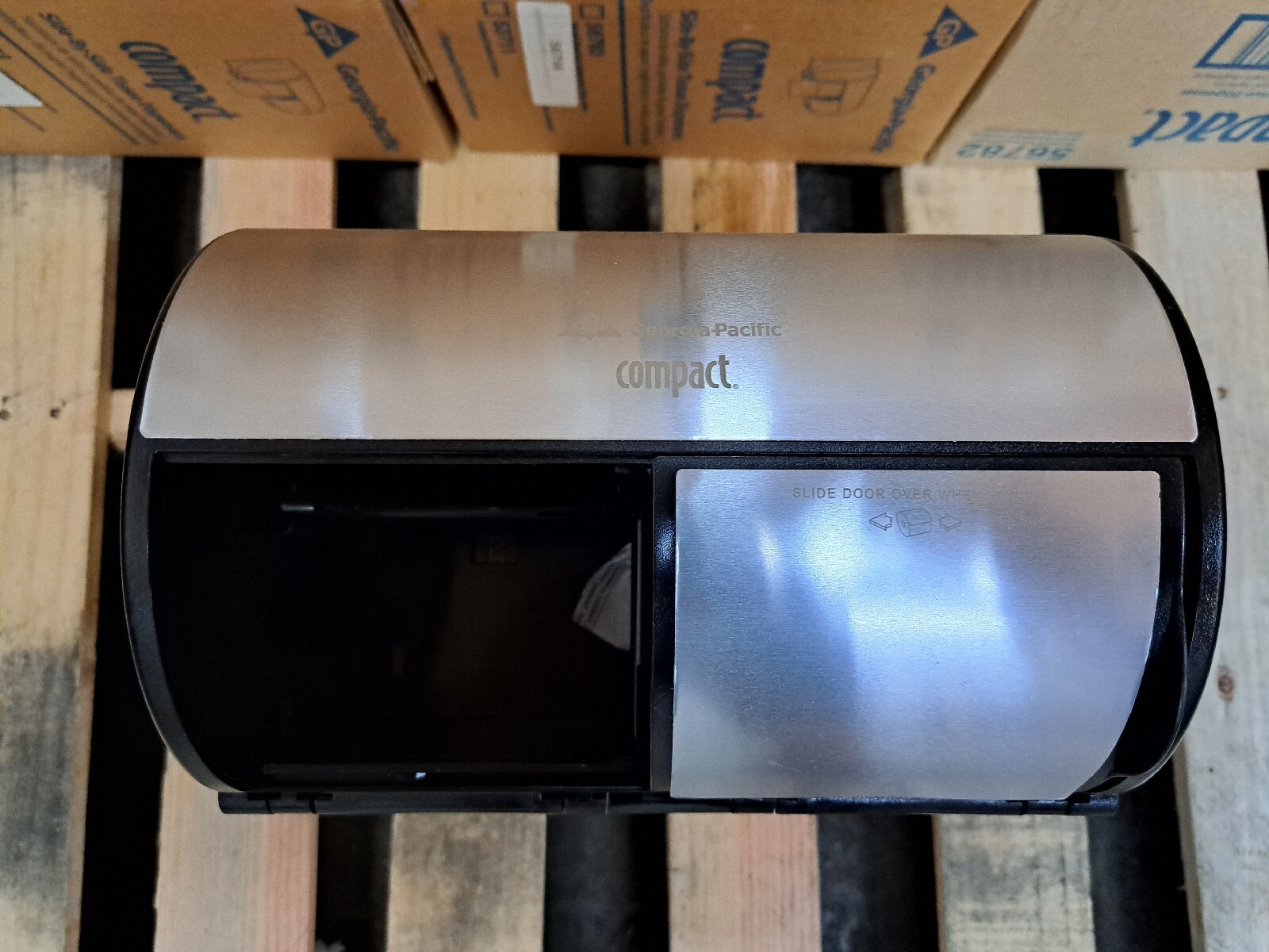 Compact Side-by-side Tissue Dispenser Brushed Steel Georgia Pacific ...