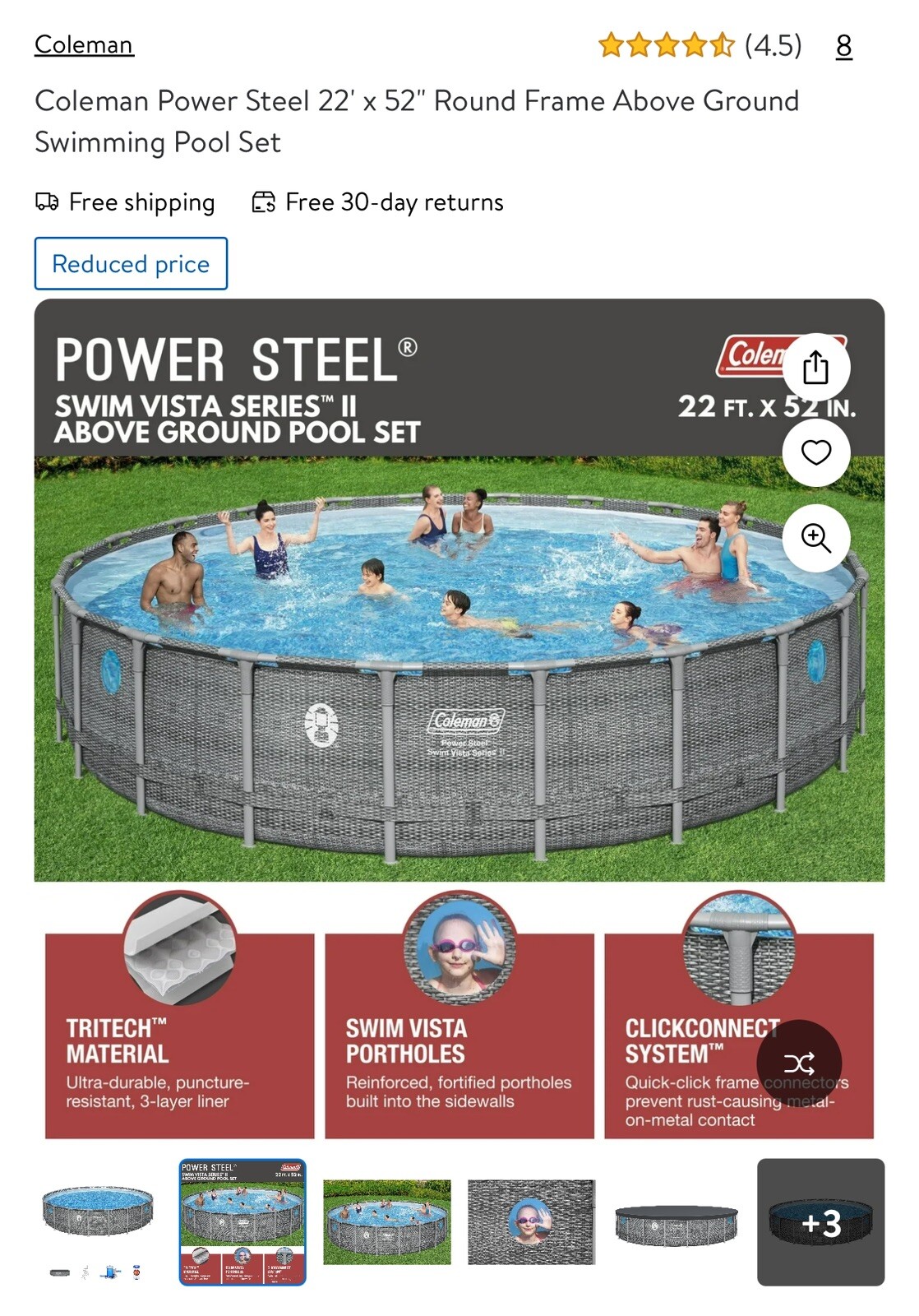 Coleman 22ft X 52in Power Steel Above Ground Swimming Pool Set - Supply ...
