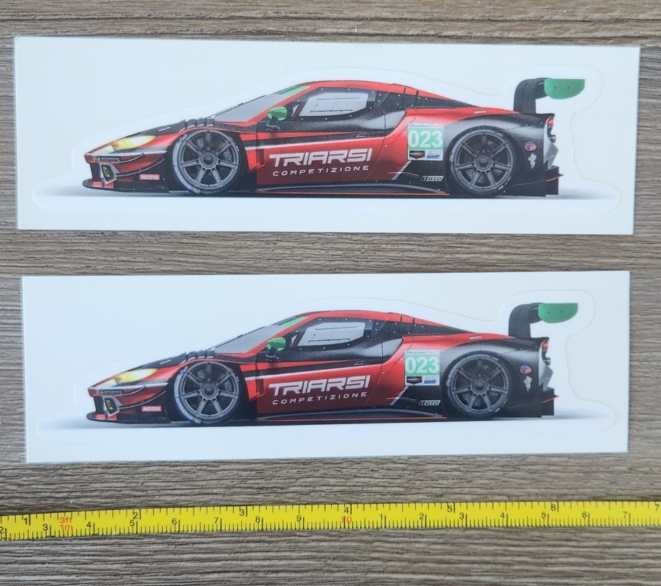 2 Ferrari 296 GT3 Triarsi IMSA GTD SRO 2023 Official Decals 5.5"x1.5 ...