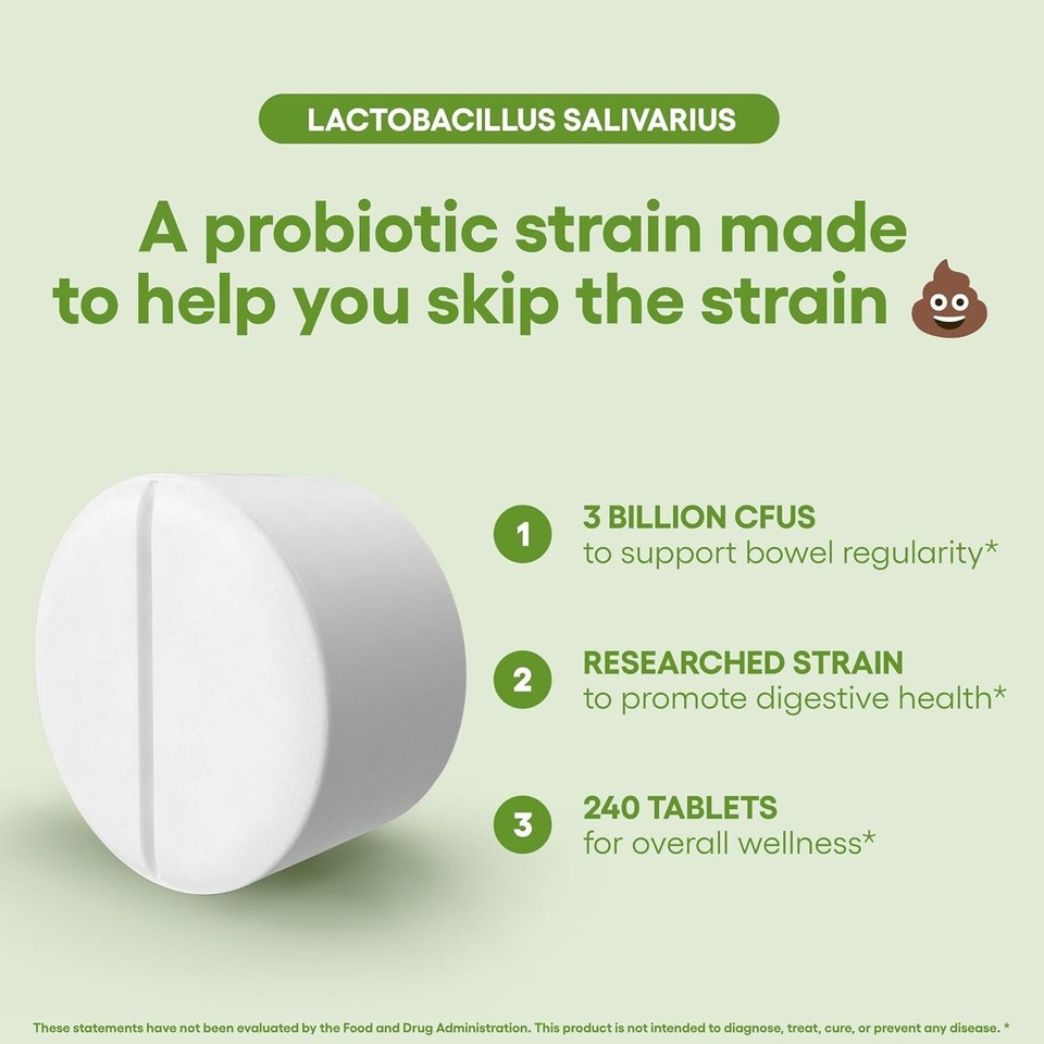 Lactobacillus Salivarius Probiotic Supplement 240 Tablets 3 Billion CFU ...
