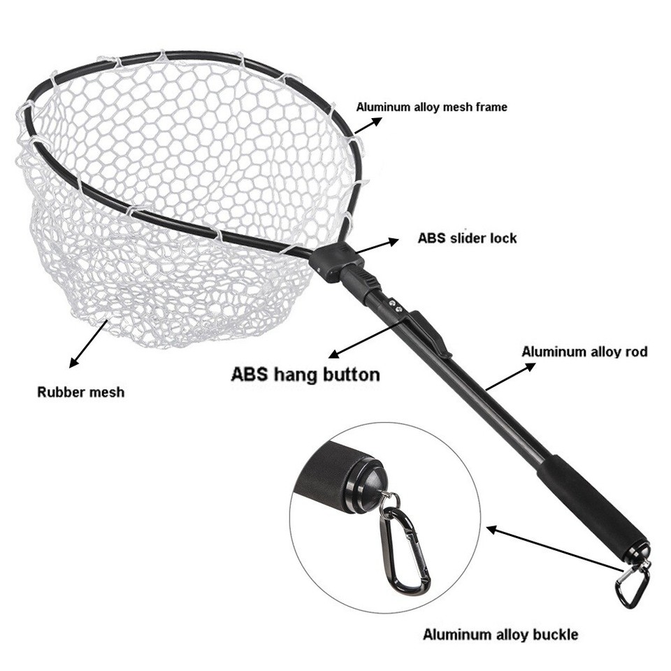 Fly Fishing Landing Net, Freshwater Fishing Net Trout Bass Net Soft ...