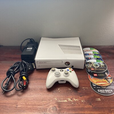 Microsoft Xbox 360 Slim 4GB White Console Lot With Games - Tested - No ...