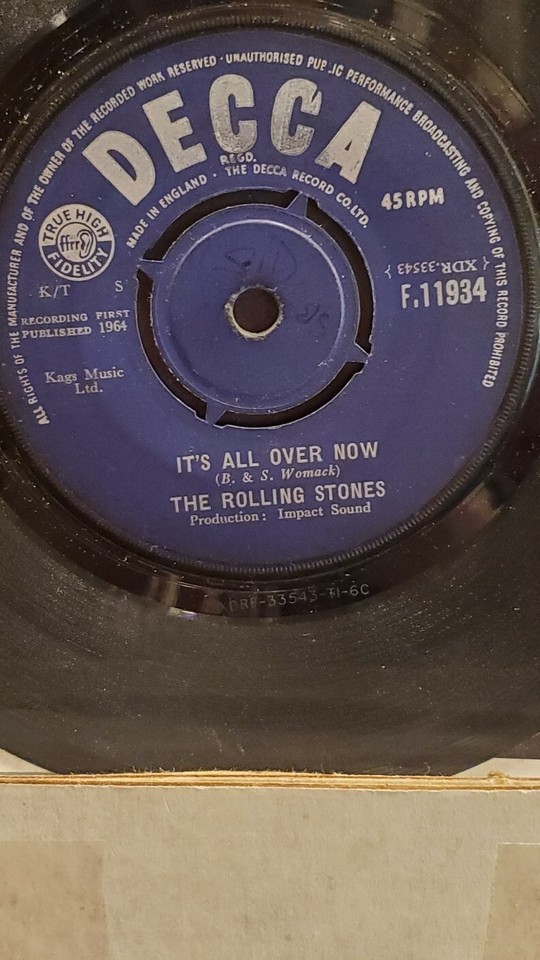 ROLLING STONES 7" 45 RPM "Good Times, Bad Times" "It's All Over Now ...