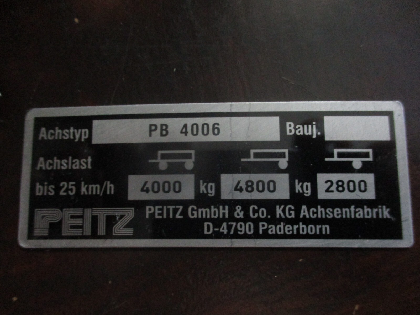 ESPE Peitz Type Plate Plate Brake Trailer Axle PB 4006 s77 | eBay