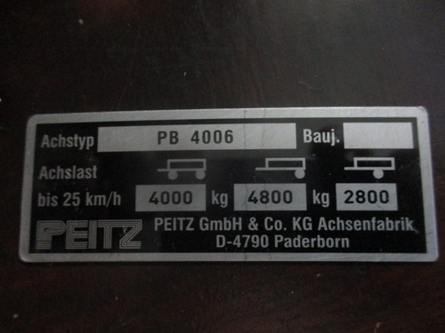 Espe Peitz Nameplate Brake Trailer Axle Pb 4006 s77 | eBay