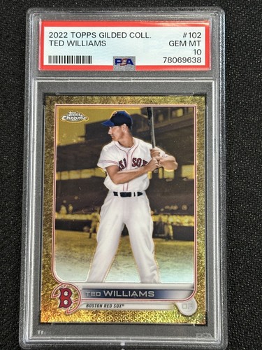 Ted Williams 2022 Topps Gilded Collection Gold Etch PSA 10 HOF #102 47/ ...