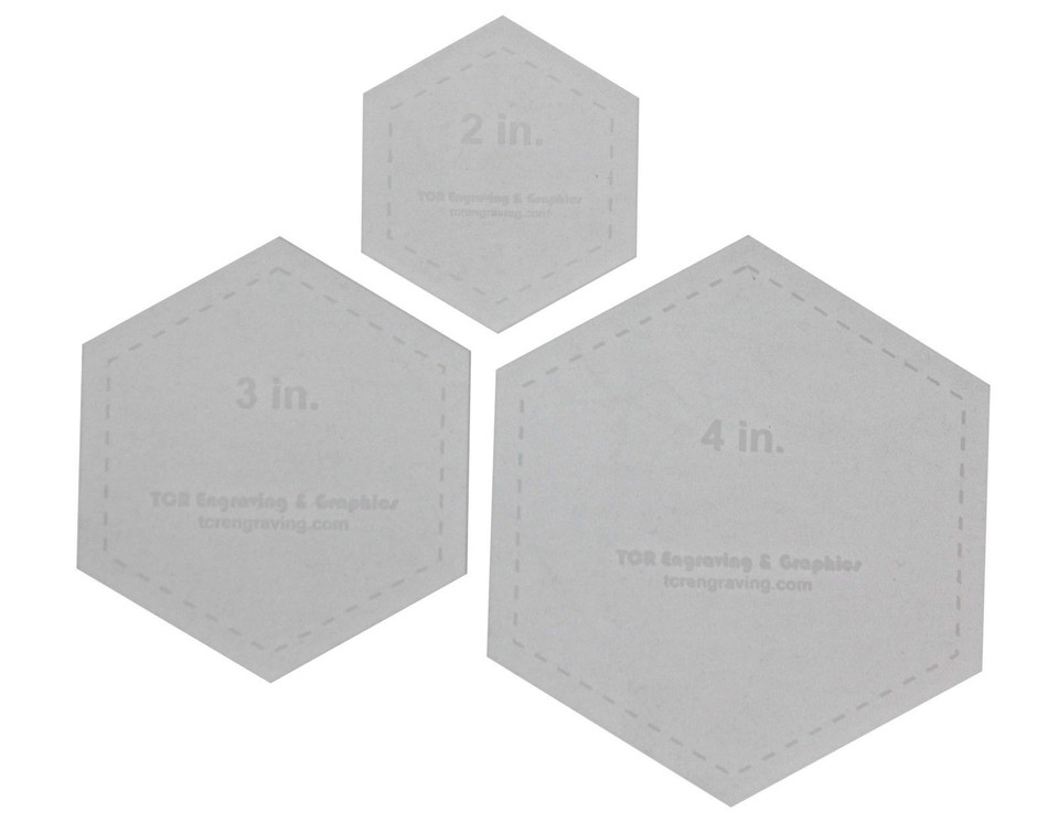 Quilt Templates- 3 Piece Hexagon - 2, 3, 4 Inches Clear Acrylic 1/8 ...