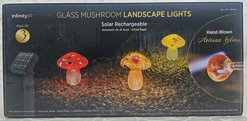 Infinity X1 Solar Glass Mushroom Landscape Accent Light Hand Blown ...