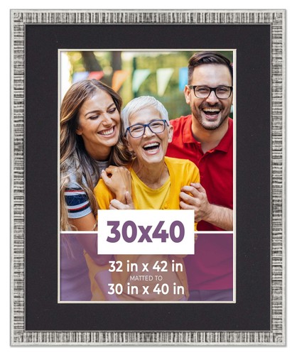 30x40 Frame Silver With Black Picture Mat For 30x40 Photo - Silver ...