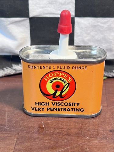 Vintage Hoppes Gun Oil 1 Oz Handy Oiler Tin Can Old Fishing Reel Lube ...