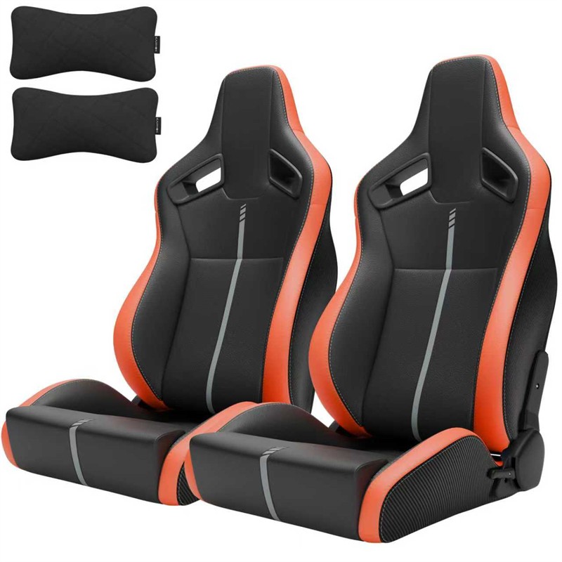Pair of Racing Bucket Seats for Lexus Black & Orange PVC Reclining ...