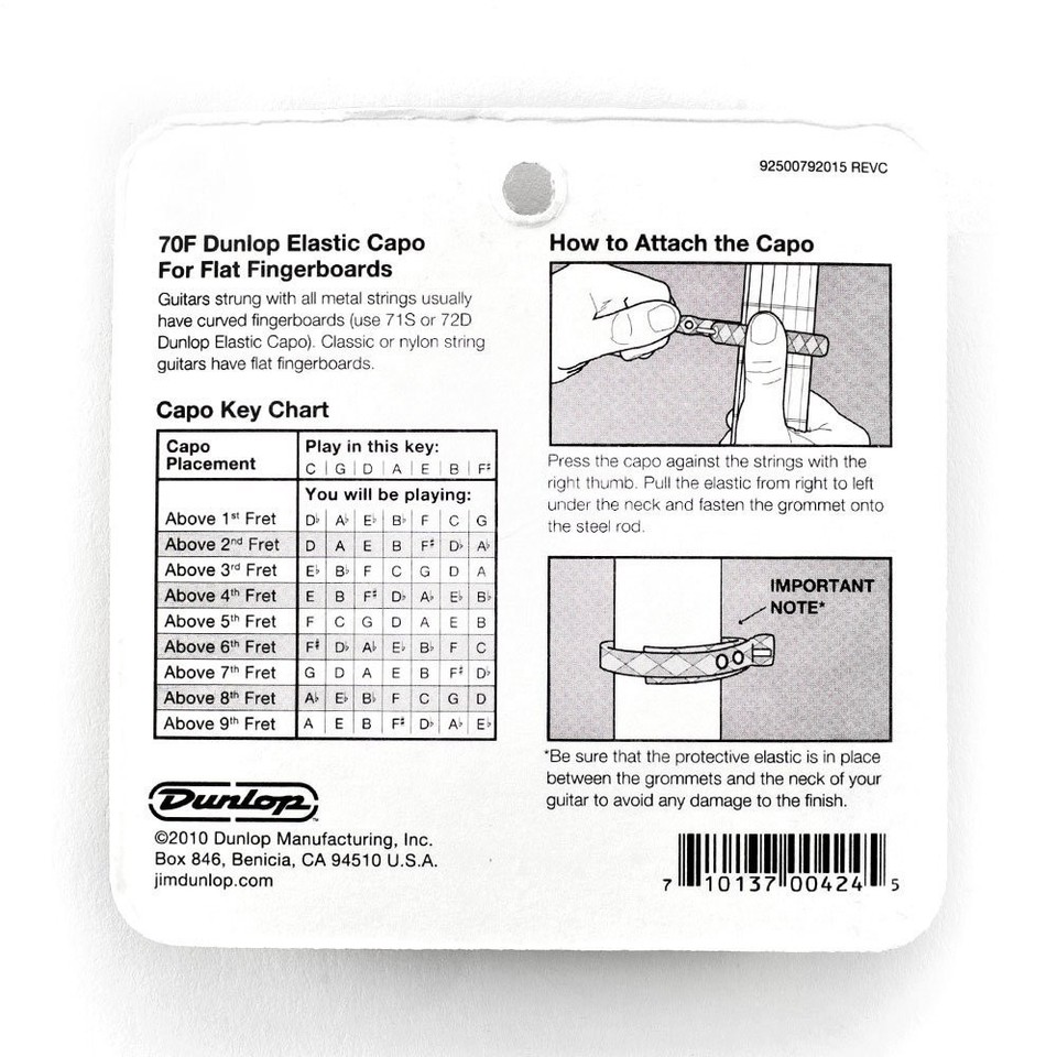 Dunlop 70F Elastic Guitar Capo - Flat Strap | eBay