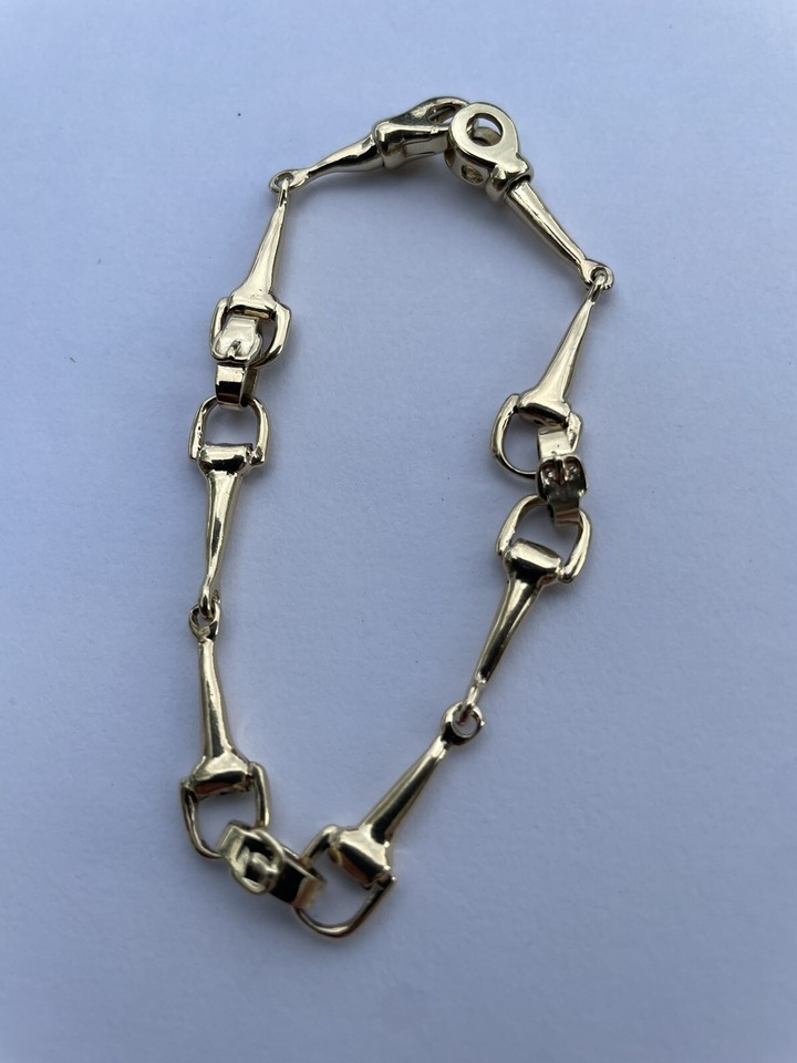 Horse bit (snaffle) Bracelet 14k solid yellow gold “custom made” 14 ...