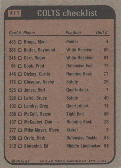 1981 Topps Bruce Laird Curtis Dickey Mike Barnes #411 for sale | eBay