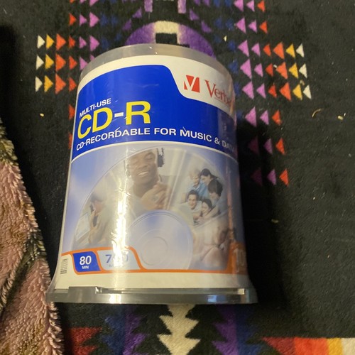 100 Pk Verbatim Multi Use CD-R Recordable Disks 80 Minutes Each Audio ...