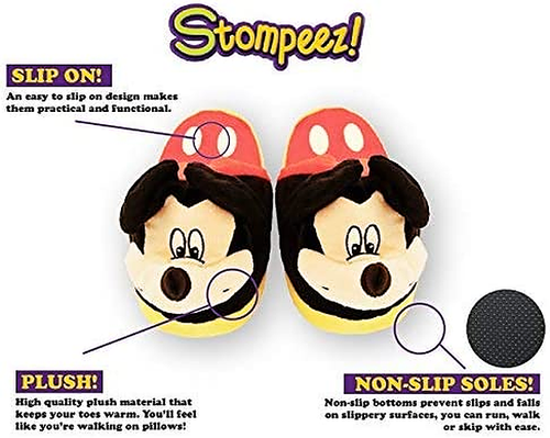 NEW STOMPEEZ DISNEY MICKEY MOUSE SLIPPERS YOUTH SIZE M/L EARS MOVE AS ...
