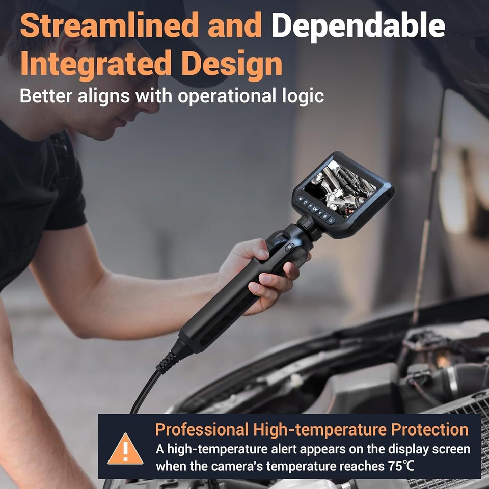 Two-Way Articulating Borescope Camera with LED Light for Automotive ...