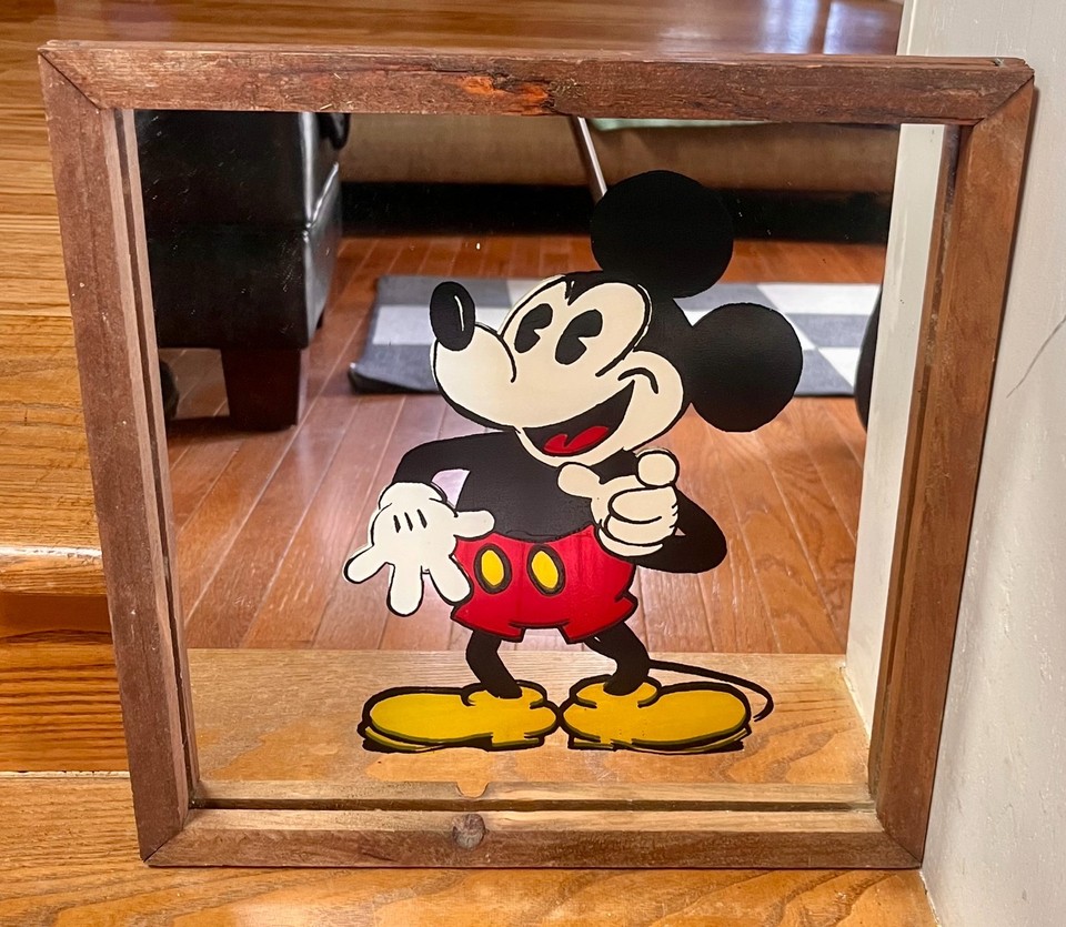 RARE Vintage Wooden Framed Mickey Mouse Mirror 13"x13" | eBay