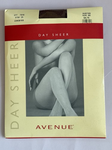 Vtg Avenue Day Sheer SUNTAN Size EE Pantyhose Hosiery Made in USA NEW ...