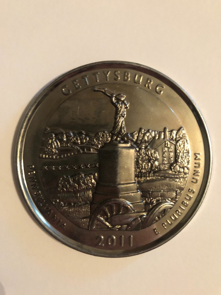 GETTYSBURG PA * SOUVENIR * 3 INCH LARGE COIN * 72nd PA Infantry Civil ...