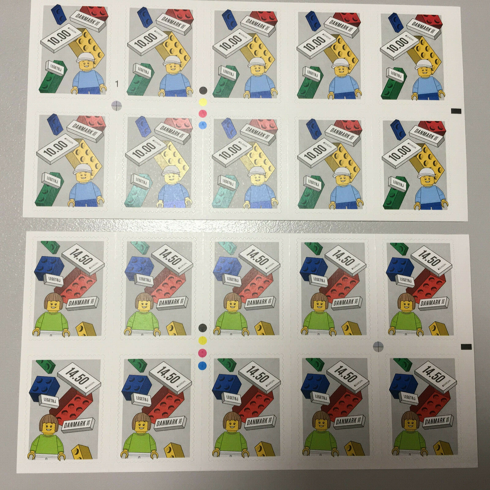 2015 Denmark lego postage stamp MNH10Xboy version + 10xgirl version ...