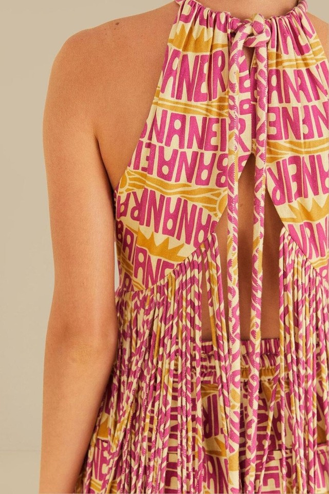 Farm Rio Pink Typographic Banana Fringe Set Size Medium includes Pant ...