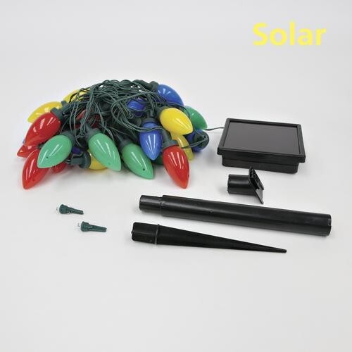 40 LED Solar Multicolor Ceramic C9 Christmas String Light Outdoor ...