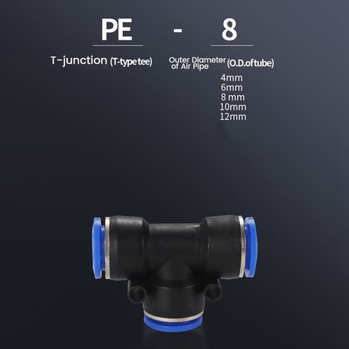 100pcs PE Pneumatic Fittings, Plastic, T-Type, 3-Way for 4mm, 6mm, 9369 ...