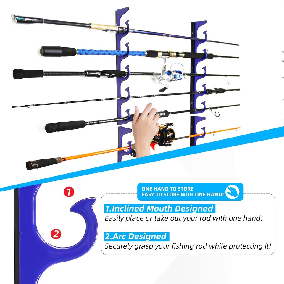 Horizontal Fishing Rod Holders for Garage, Durable Metal Fishing Pole ...