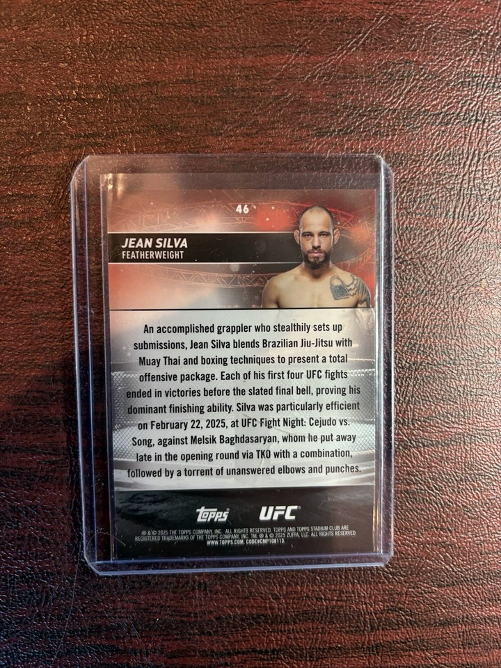 JEAN SILVA - 2025 TOPPS UFC STADIUM CLUB - 1ST DAY ISSUE STAMP SSP! /10 ...