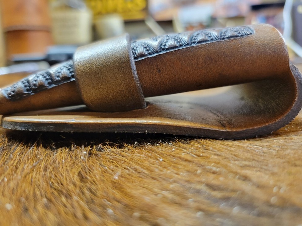 Basket Weaved Leather Trapper Knife Sheath. Fits Case, Rough Rider ...