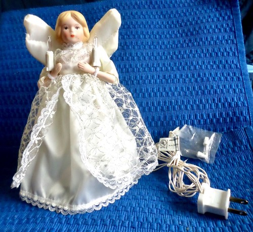 Vintage Tree Top Christmas Angel Montgomery Ward Lights Porcelain Head Works EX | eBay