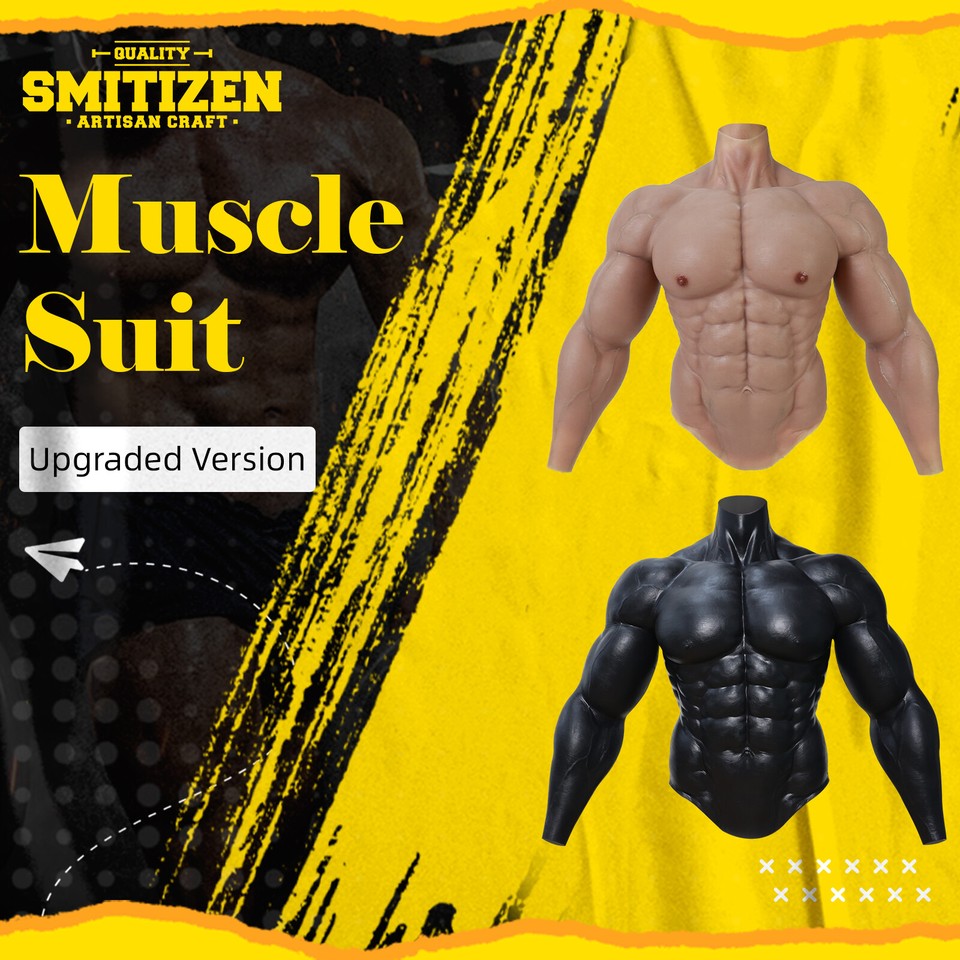 SMITIZEN Black Silicone Muscle Suit Abdomen For Cosplay Fake Muscle ...