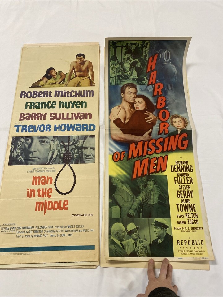 LOT OF 17 ORIGINAL 1940s to 60s 14x36 INSERT MOVIE POSTERS ASSORTED ...