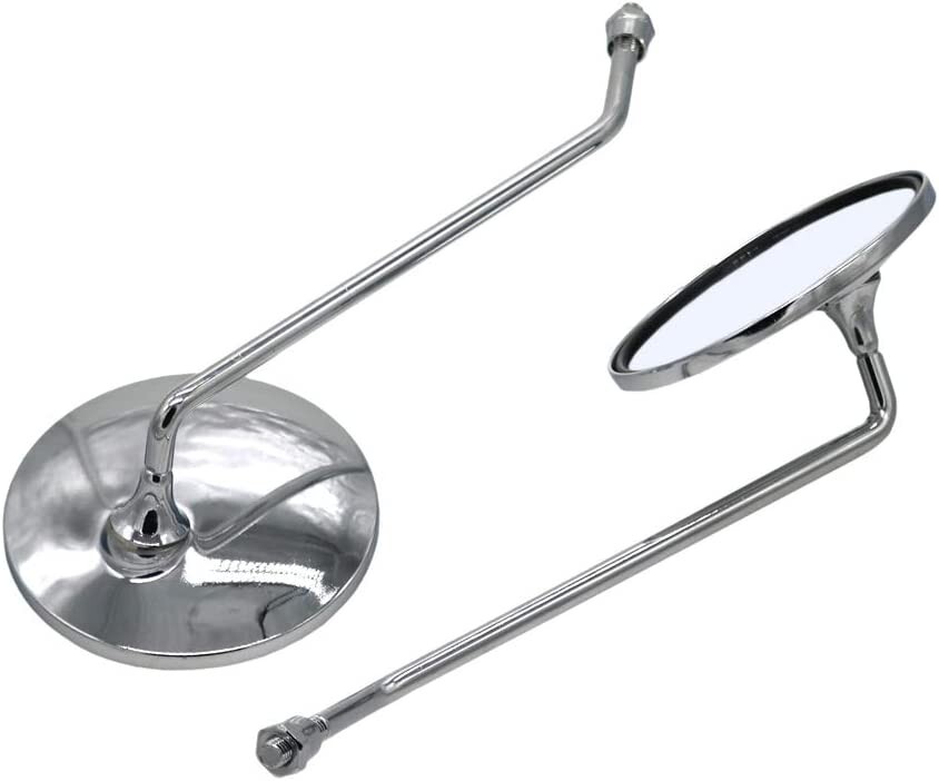 8mm Chrome 4" Round Mirrors Left & Right with Long Stem Fits Harley ...