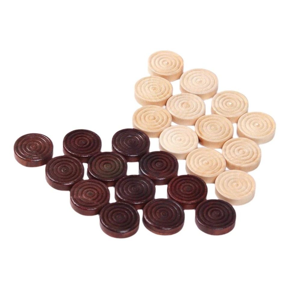 30Pcs/set Wooden Round Checkers Pieces For Backgammon Chess Game ...