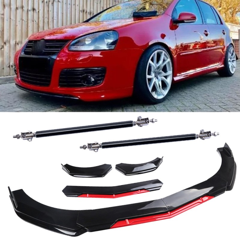 For VW Golf MK5 GTI Front Bumper Lip Splitter Spoiler Glossy Black Red ...