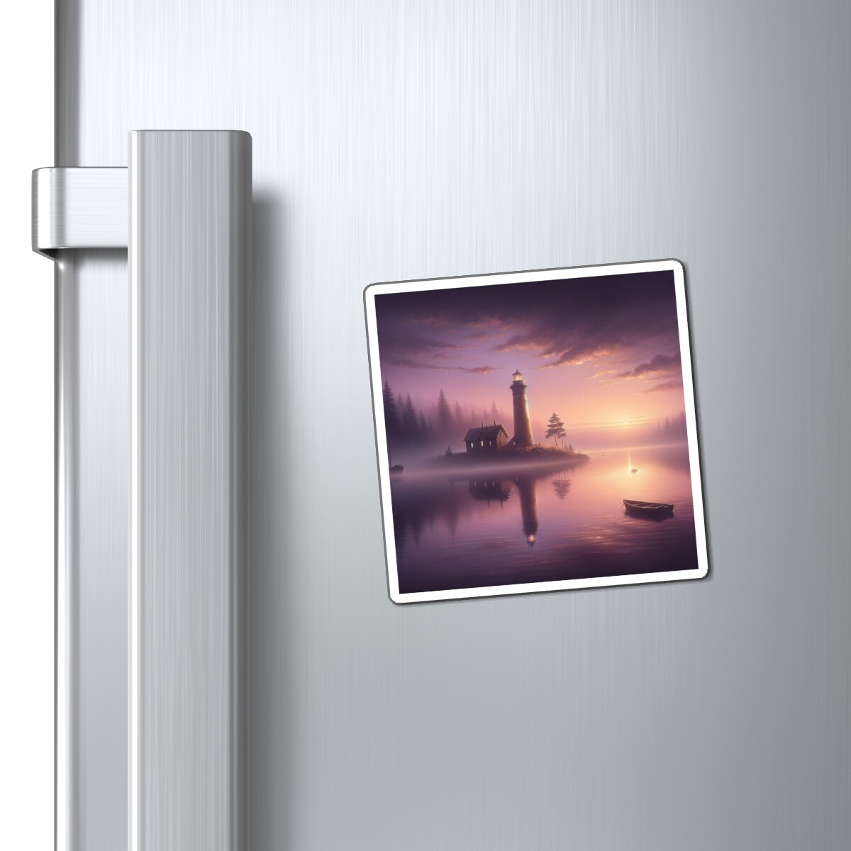 Fridge Magnet 3x3, 4x4, 6x6 Serene Lighthouse Sunset Reflection | eBay