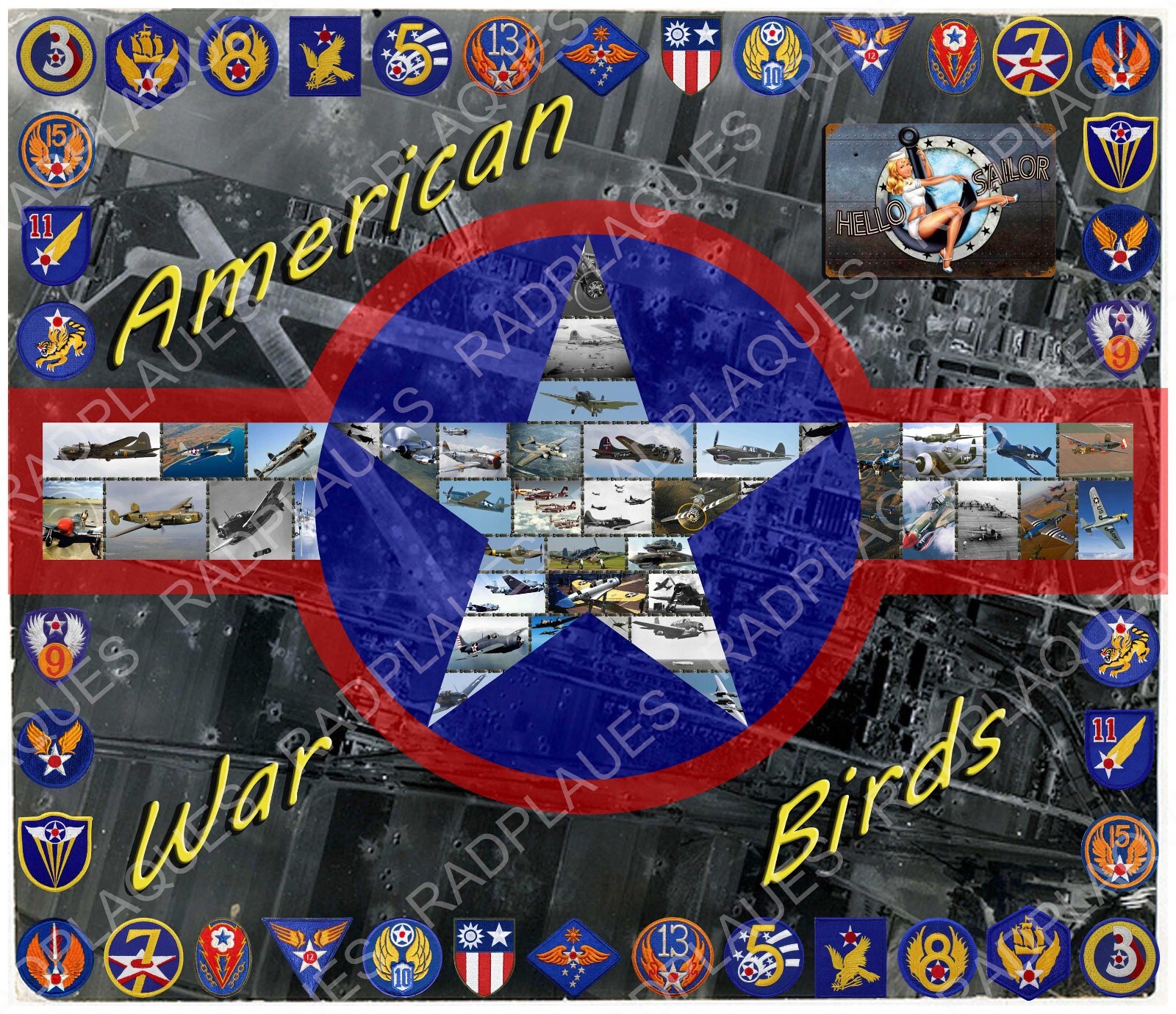 American War Birds WW2 U.S. Army Airforce Art Print Wall Poster 37" x ...
