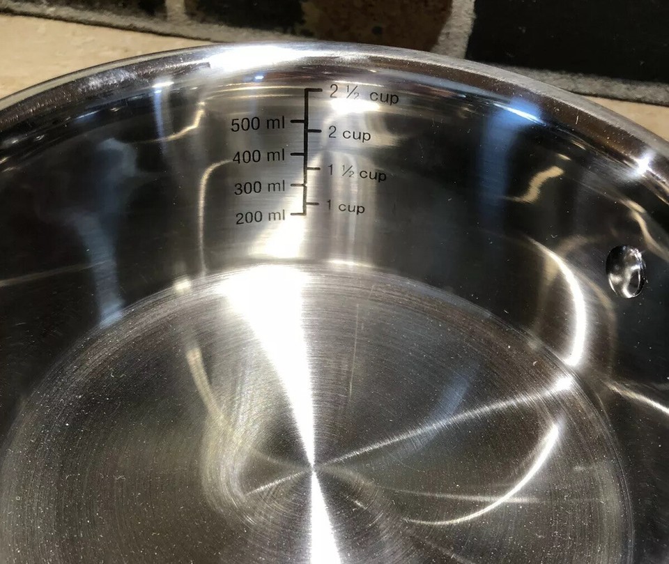 3 Cup Measuring Pan LE CREUSET 5" Stainless Steel Sauce Pan NWT Measure ...
