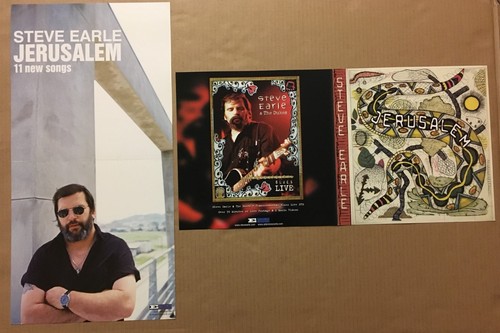 STEVE EARLE Vintage DOUBLE SIDED 2002 PROMO POSTER FLAT for Jerusalem ...