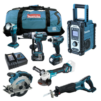 Makita DGA511 RTJ Winkelschleifer Combo Kit 18V Set inkl. DHP458 uvm ...